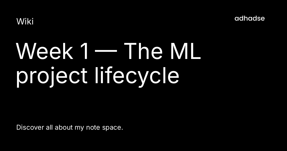 Week 1 — The ML project lifecycle - Wiki